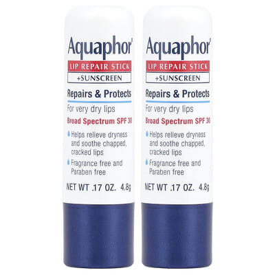 Aquaphor, Lip Repair Stick + Sunscreen, SPF 30, Fragrance Free ...
