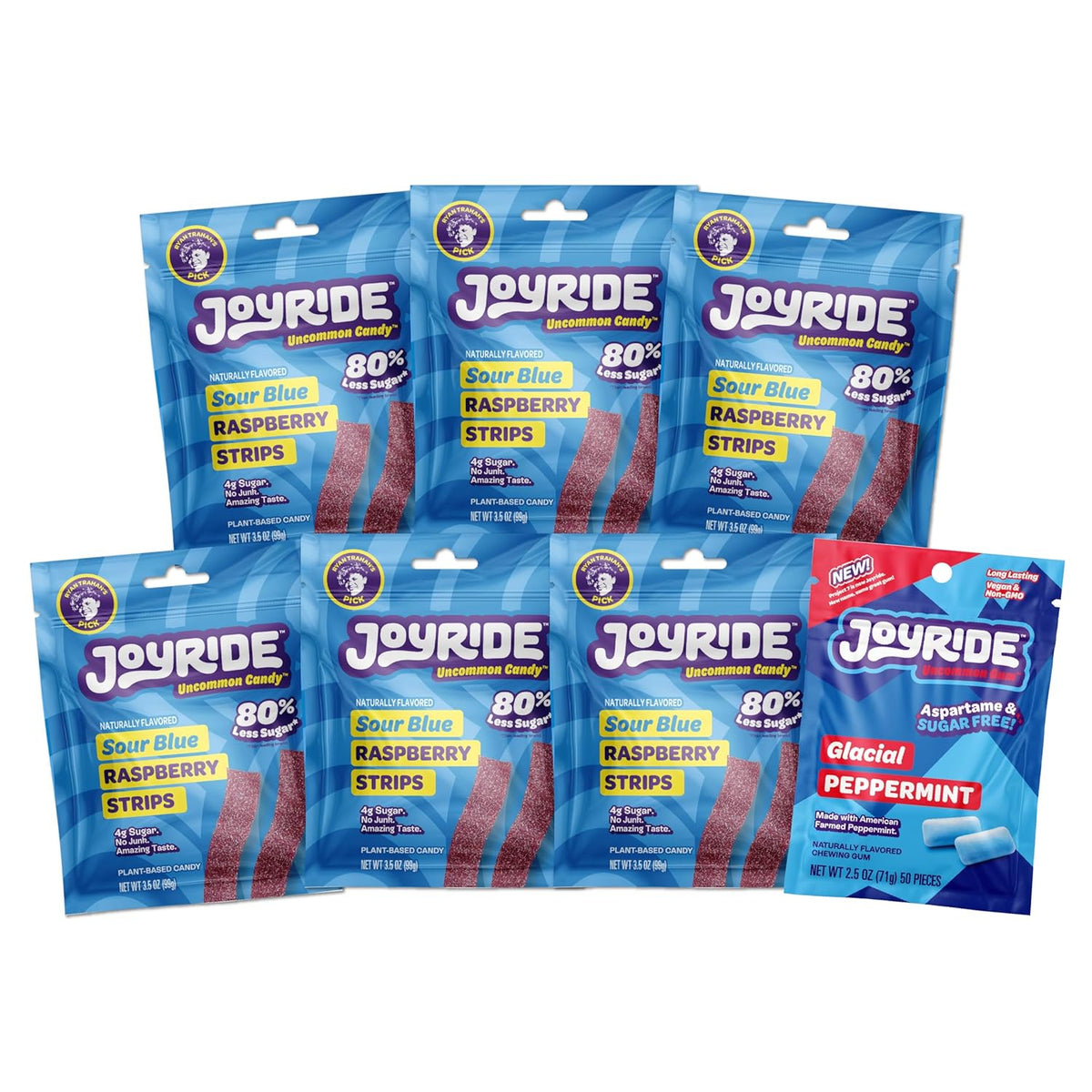 Joyride Sour Blue Raspberry Strips 6 Packs + Bonus Gum Pack – FACTORY ...